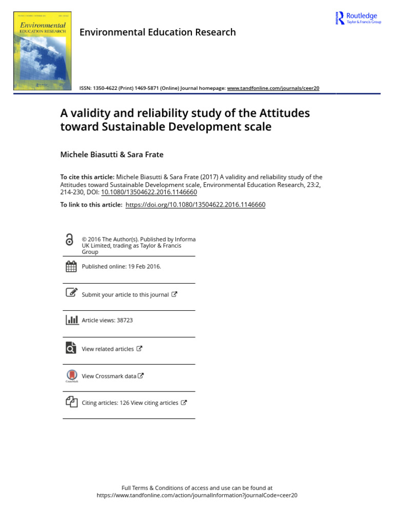 Validity Study of Sustainable Development Scale | PDF | Sustainable ...