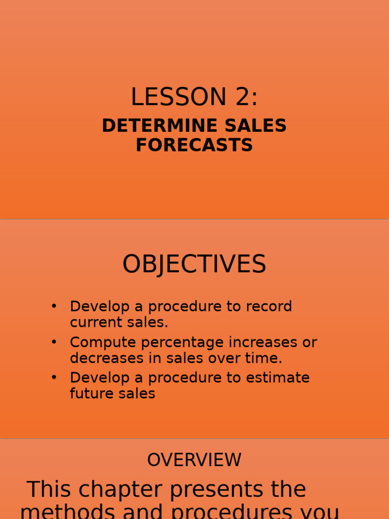 Hmpe4-L2 Sales Forecase | PDF | Forecasting | Sales