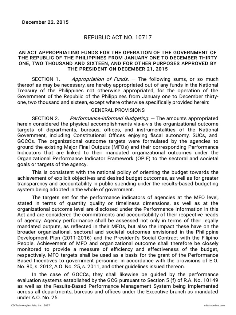 General Appropriations Act 2016 - General Provisions (CDASIA) | PDF ...