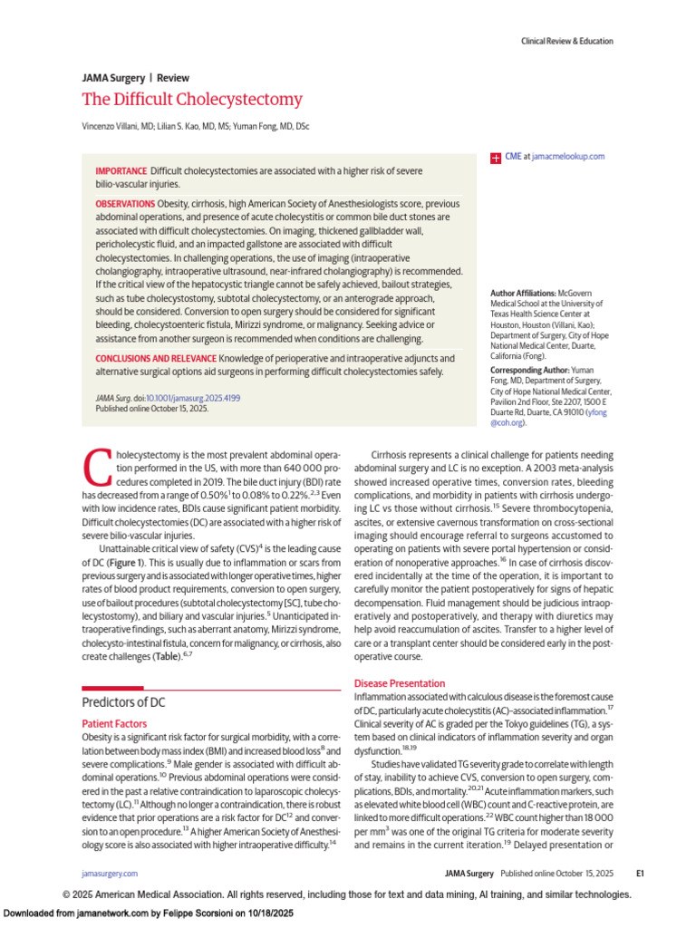 Managing Difficult Cholecystectomies | PDF | Gallbladder | Cirrhosis