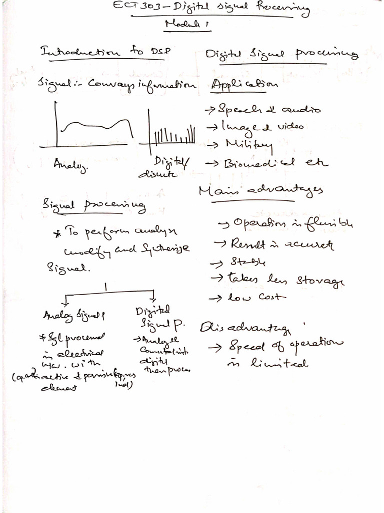 DSP Notes - Module 1 | PDF