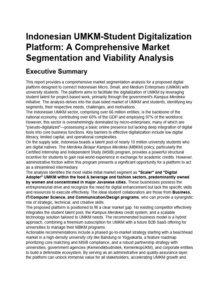UMKM-Student Digitalization Platform Analysis | PDF | Digital Marketing ...