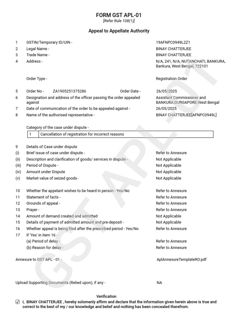 GST APL-01 (1) | PDF | Justice | Crime & Violence