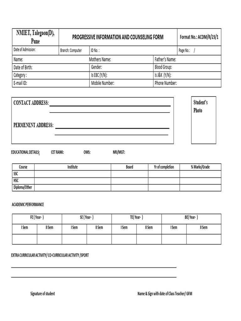 Student Profile Form | PDF