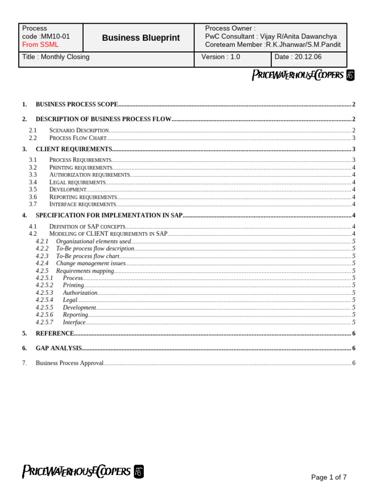 MM10-01 Monthly Closing | PDF | Business Process | Debits And Credits