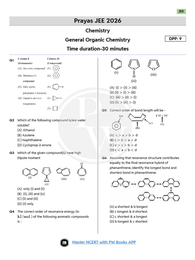 General Organic Chemistry _ DPP 09 (of Lec 14) | PDF