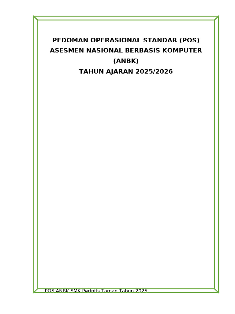 Pos Anbk SMK Perintis Taman 25-26 | PDF