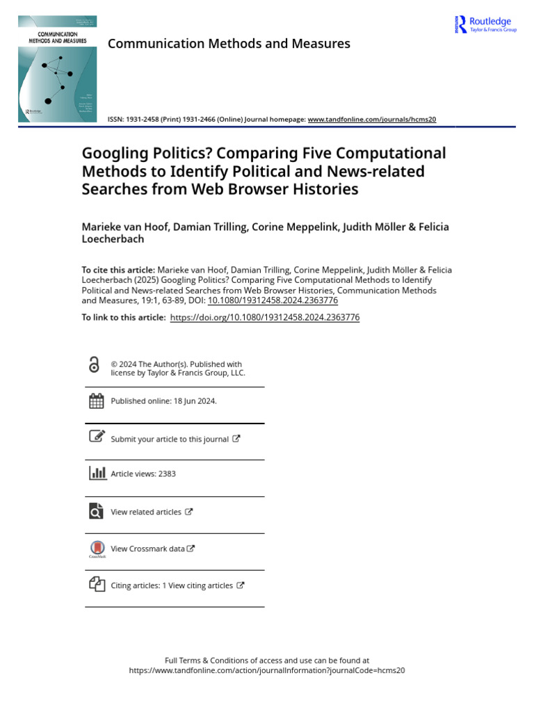 Googling Politics Comparing Five Computational Methods To Identify ...