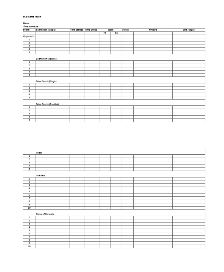 Game Result | PDF