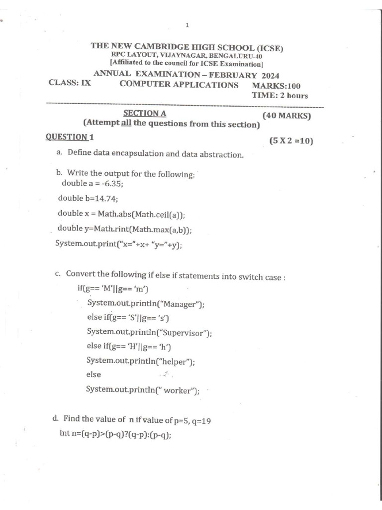 Computer Application - 9th | PDF