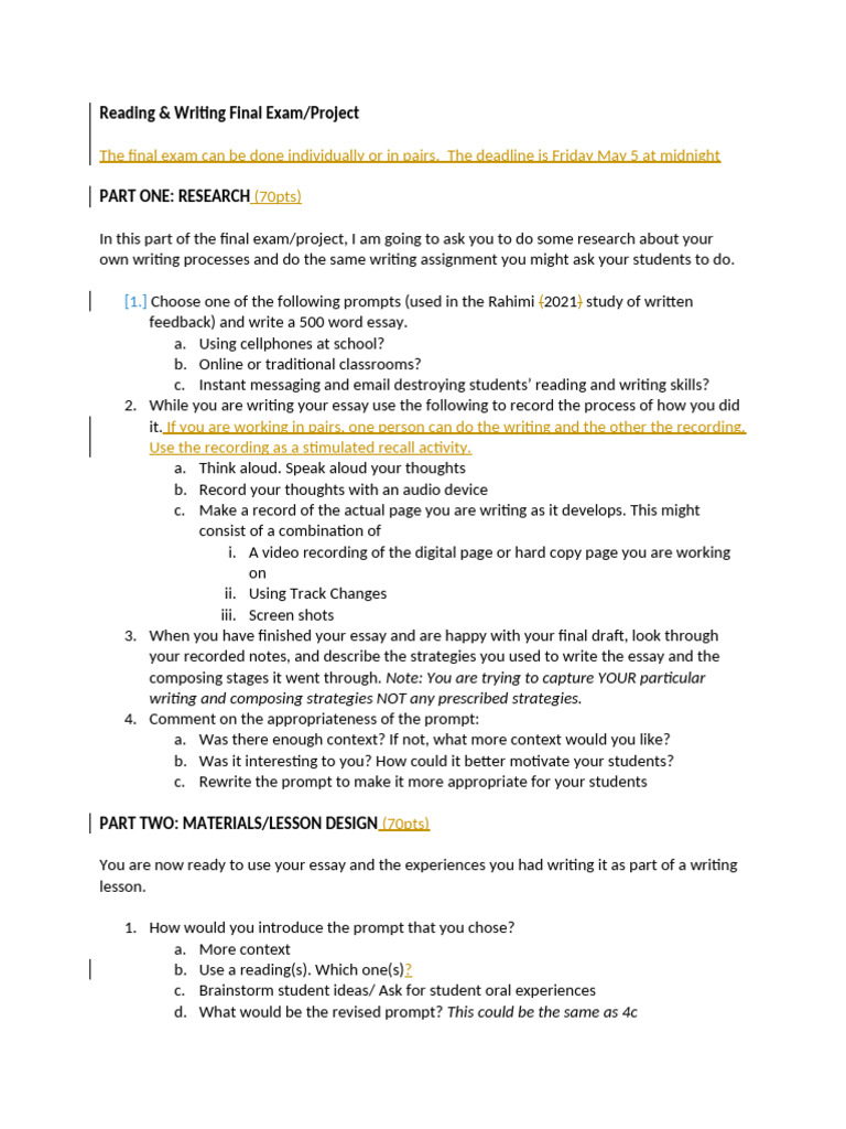 Final Exam Project: Writing Strategies | PDF | Essays | Writing