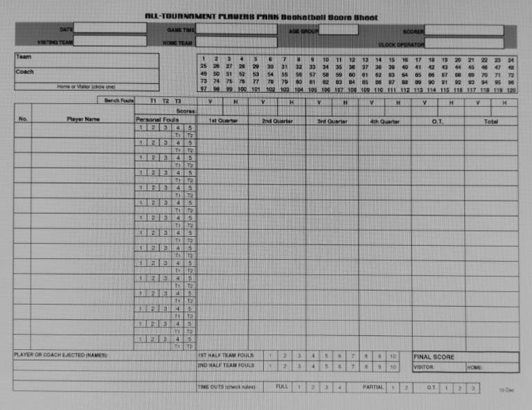 Basketball Score Sheet | PDF