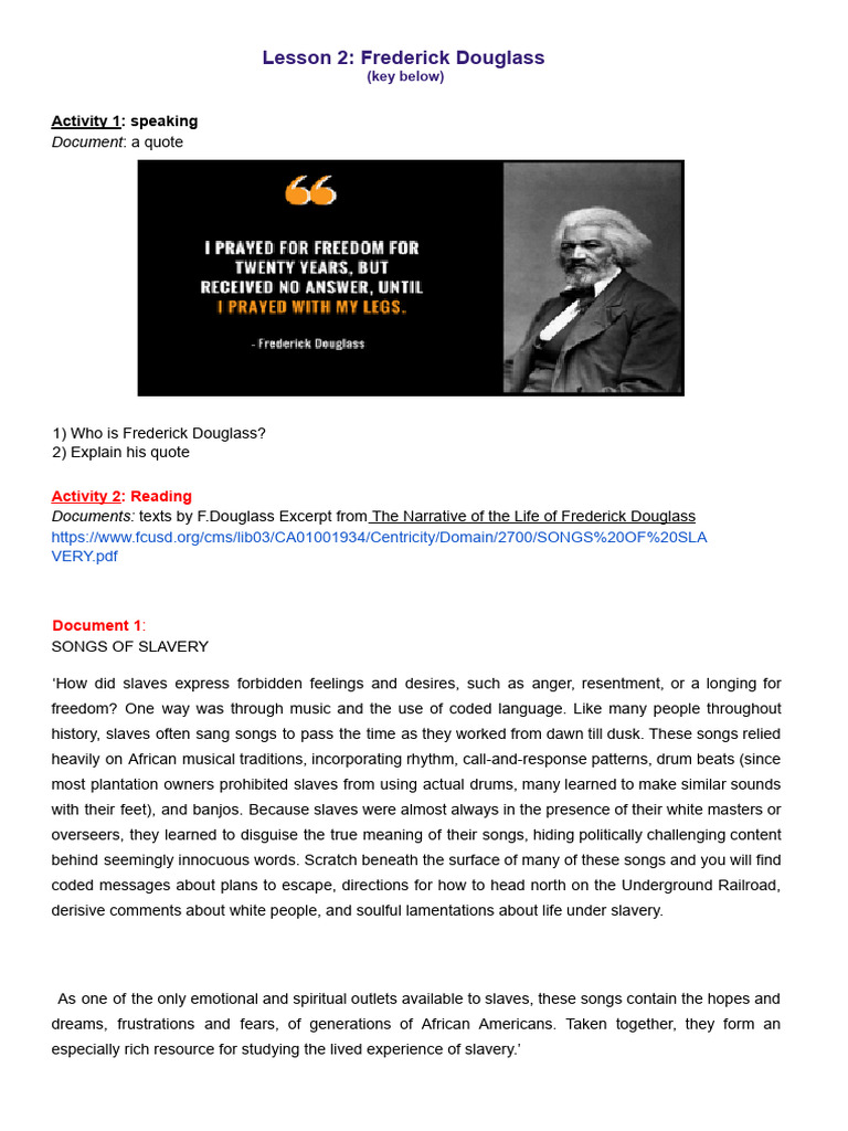 2. Frederick Douglass STUDENT | PDF | Frederick Douglass | Slavery
