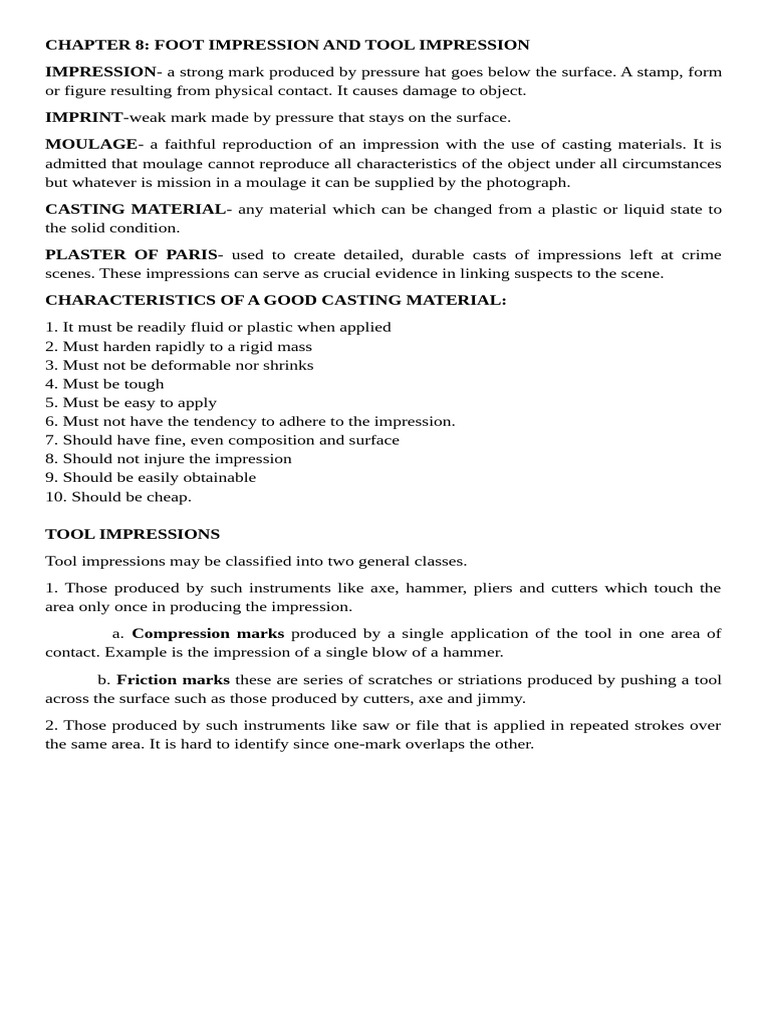 Chapter 8 Foot Impression and Tool Impression | PDF