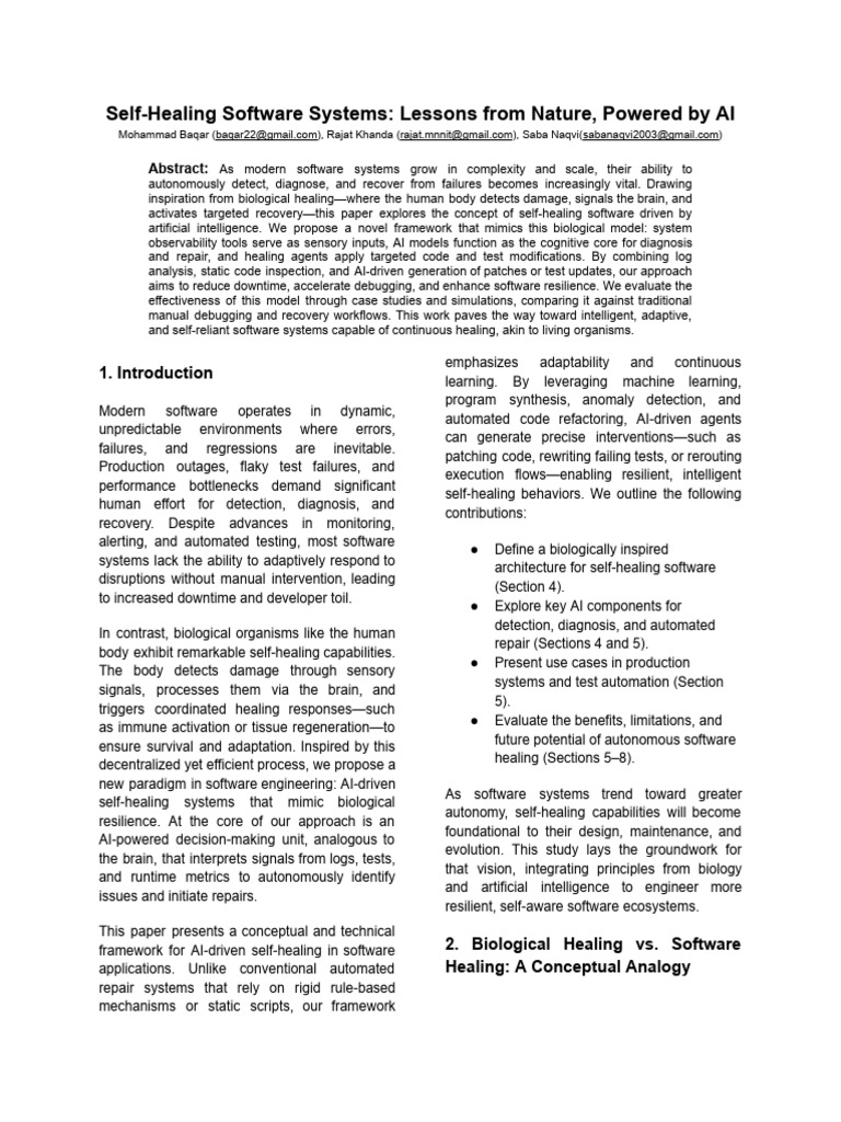AI-Driven Self-Healing Software Systems | PDF | Software Bug ...