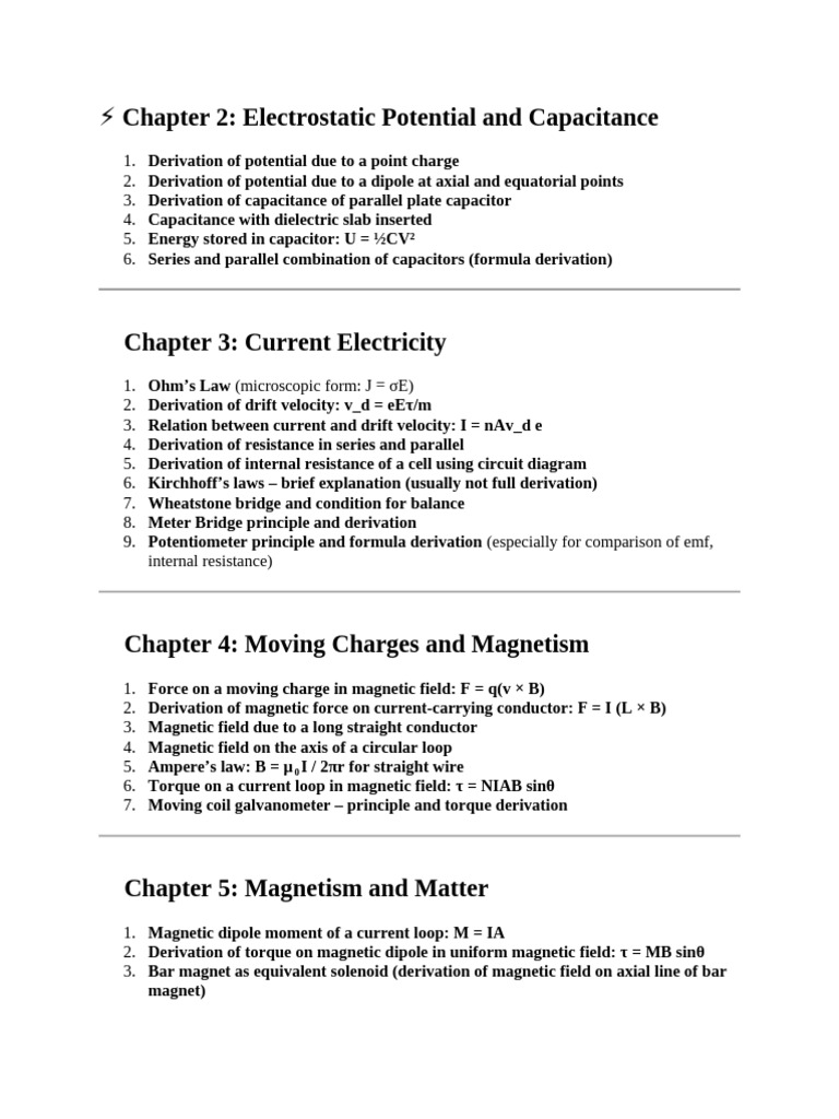 Physics Derivations Full Sllybus | PDF | Magnetic Field | Inductance