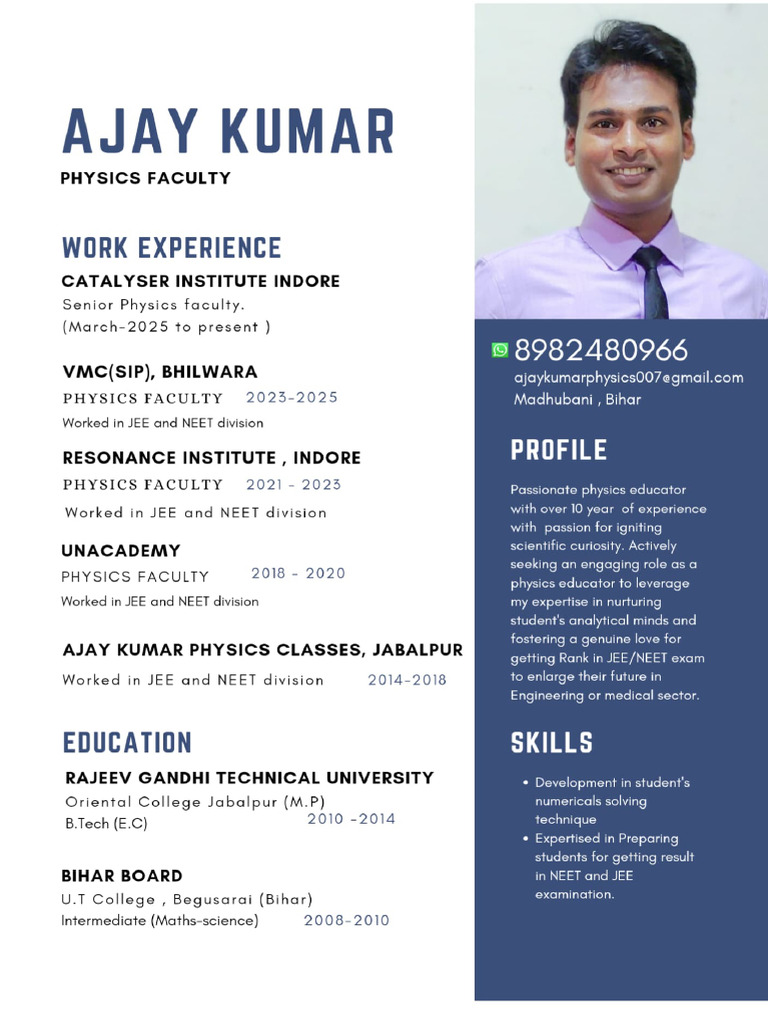 Updated Cv Ajay Phy | PDF