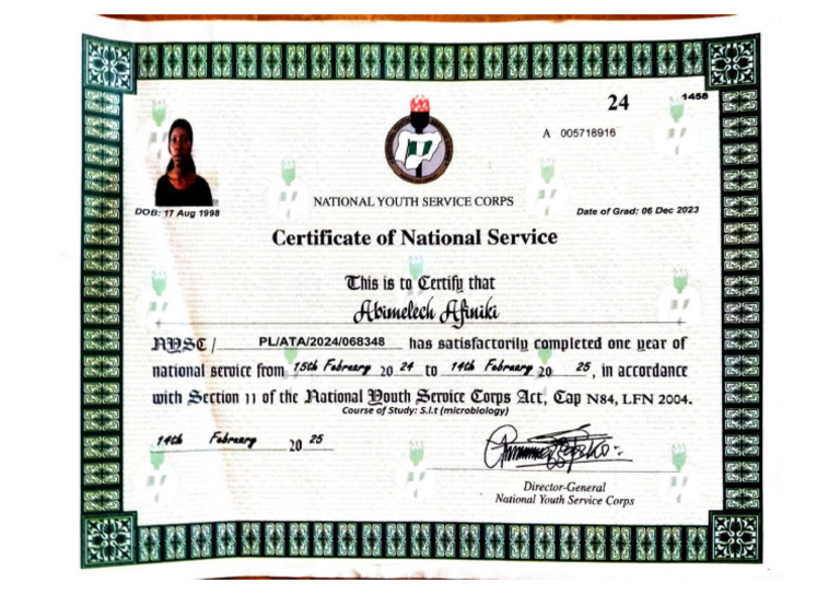 Nysc Cert | PDF