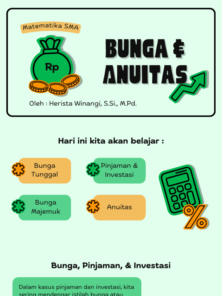 Bunga & Anuitas Presentasi Pendidikan Matematika Keuangan Dalam Hijau ...