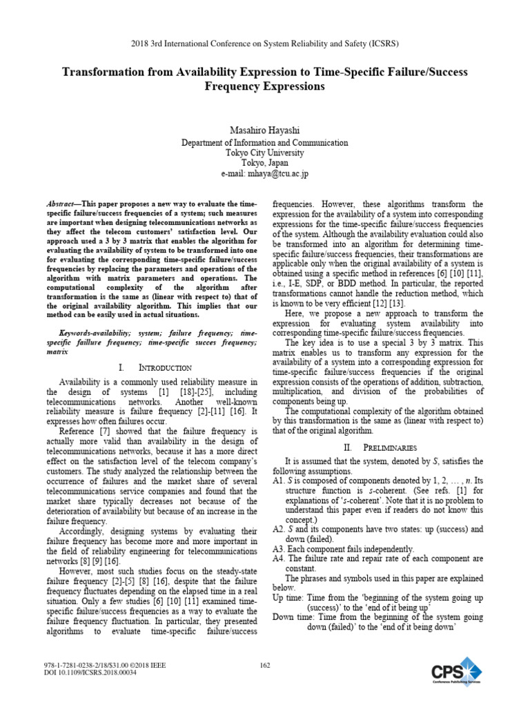 Time-Specific Failure Frequency Analysis | PDF | Matrix (Mathematics ...