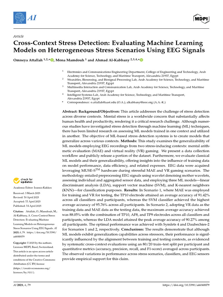 Cross-Context Stress Detection with EEG | PDF | Virtual Reality ...