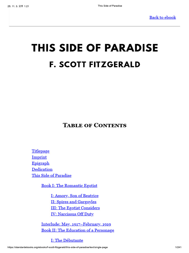 This Side of Paradise: A Novel Overview | PDF | This Side Of Paradise ...