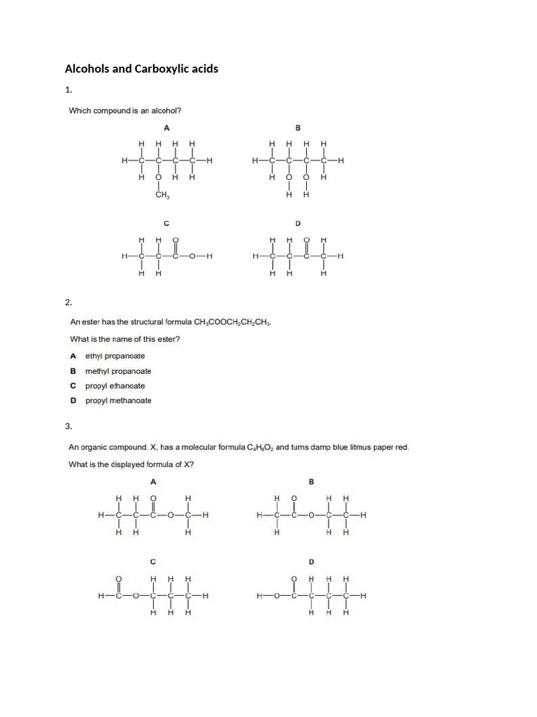 Alcohols and Carboxylic Acids | PDF