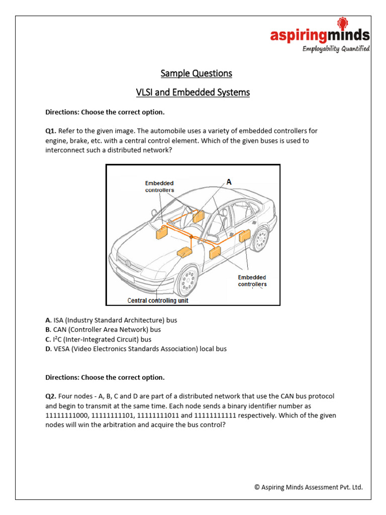 Sample Questions VLSI and Embedded Systems 3019 | PDF