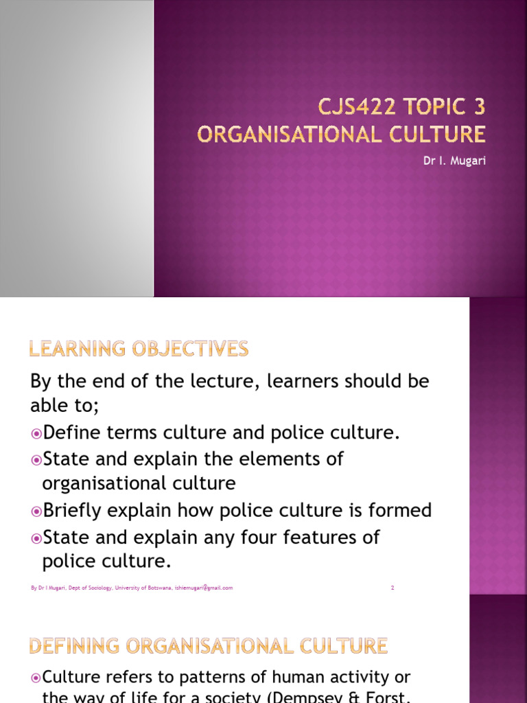 Understanding Police Organizational Culture | PDF | Organizational ...