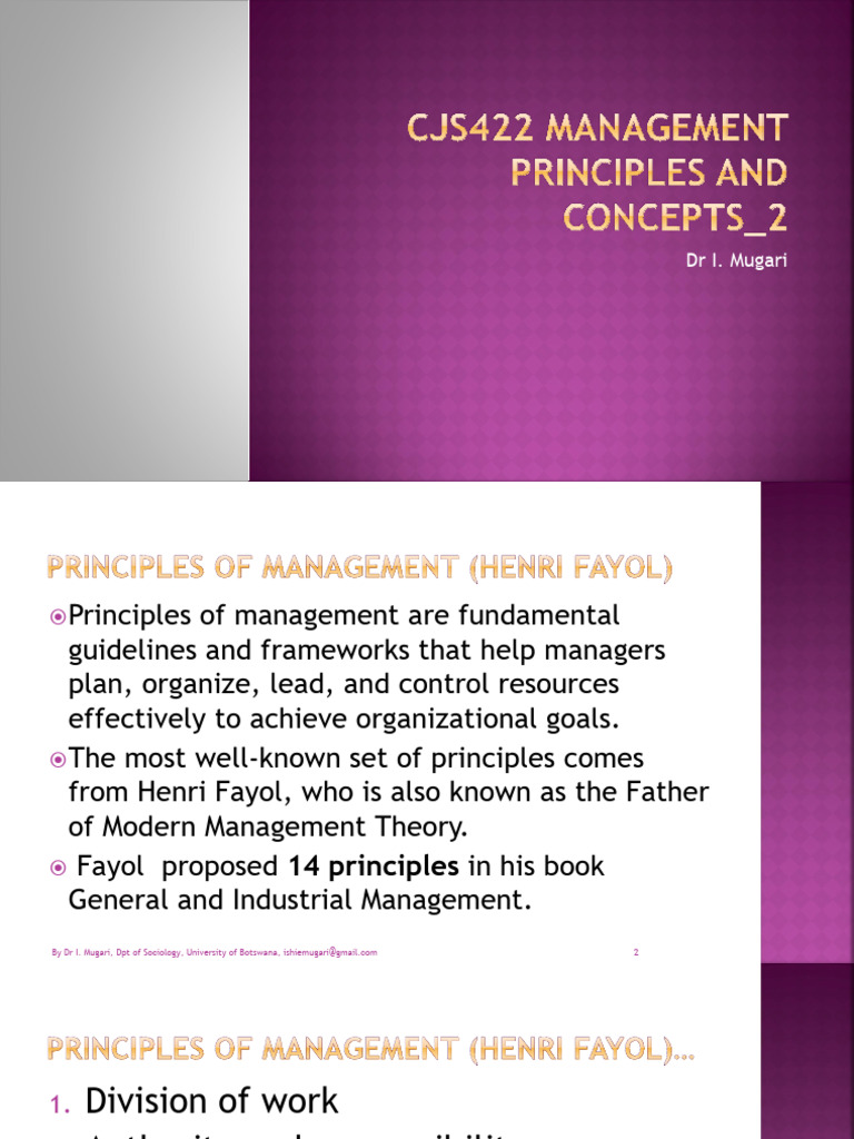 CJS422 Topic 2 - Management Principles and Concepts - Cont . | PDF ...