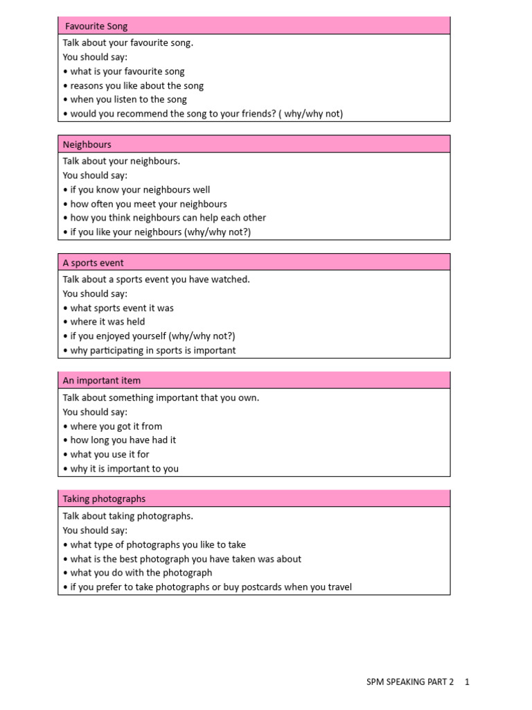 SPM Speaking Part 2 Topics Guide | PDF | Climate Change | Health Promotion