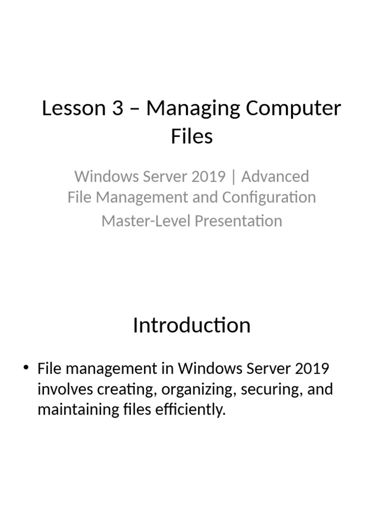Windows Server 2019 File Management Guide | PDF | Computer File | File ...