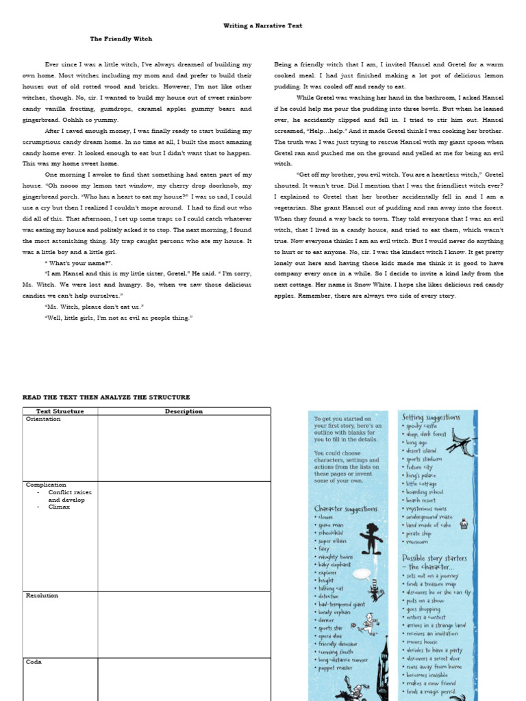 Narrative Writing Worksheet (1) | PDF | Hansel And Gretel (Opera ...