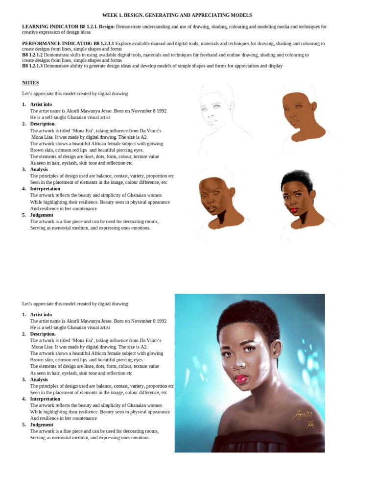 Digital Art Analysis: 'Mona Esi' | PDF | Drawing | The Arts