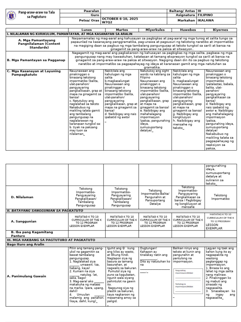 Newformat FILIPINO3 WEEK7 | PDF