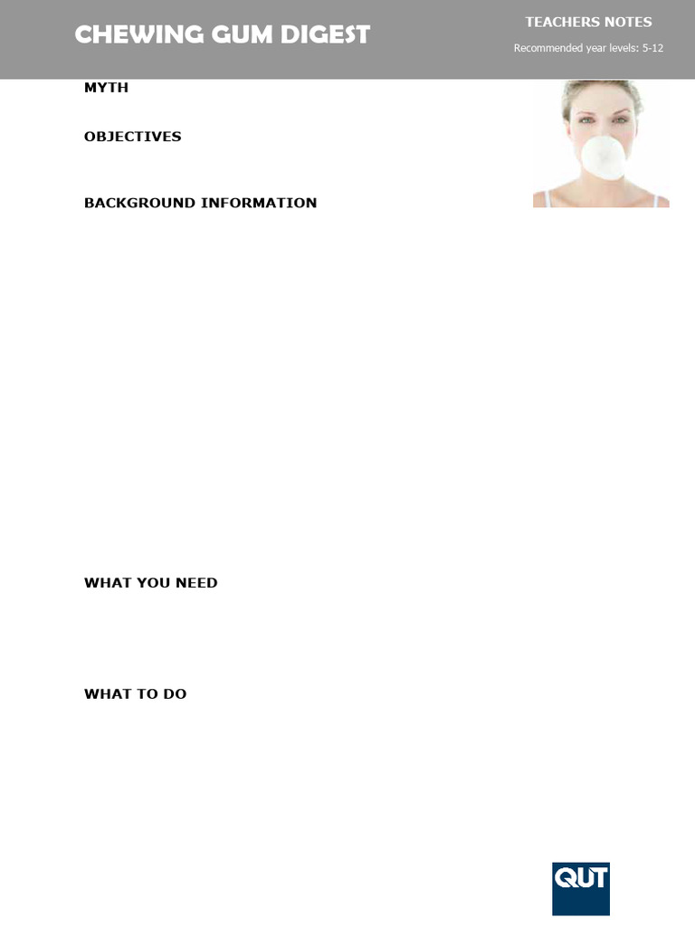 Chewing Gum Digest Teacher Worksheet | PDF | Digestion ...