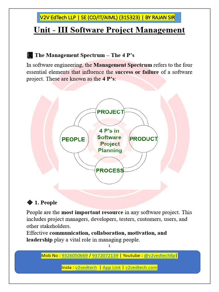 V2V Unit 3 Software Project Management by Rajan Sir | PDF | Software Engineering