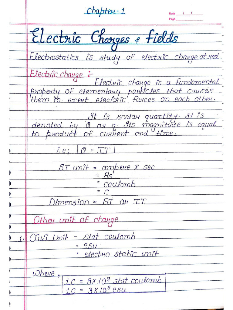 Electric Charge and Field Notes | PDF