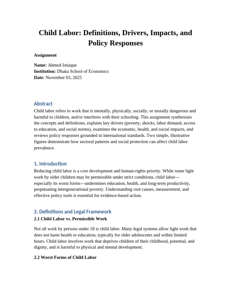 Child Labor Assignment Ahmed Istiaque | PDF | Child Labour | Labour ...