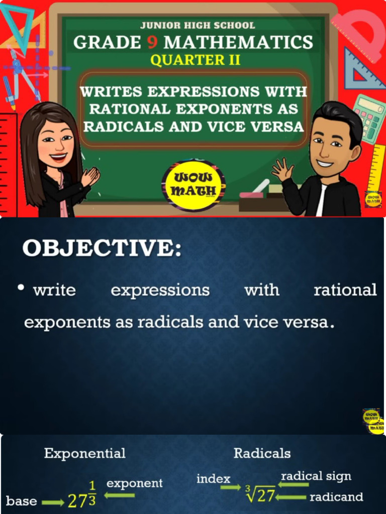 Writes Expressions With Rational Exponents as Radicals and Vice Versa | PDF