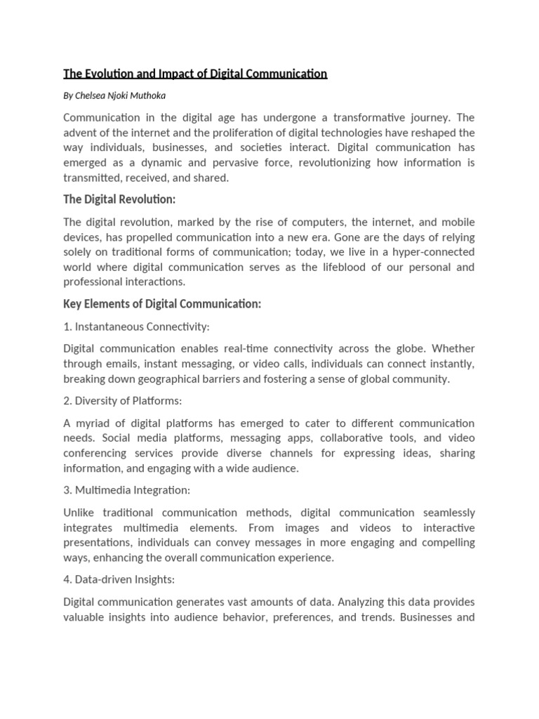 Evolution of Digital Communication | PDF | Communication | Information