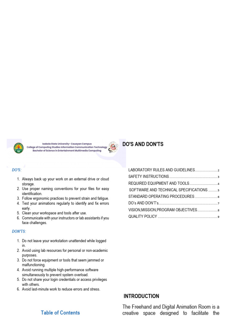 Animation Lab Guidelines and Best Practices | PDF | Laboratories ...