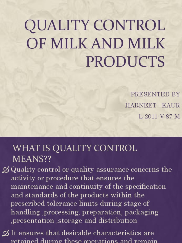 Quality Control in Milk Products | PDF | Colony Forming Unit | Milk