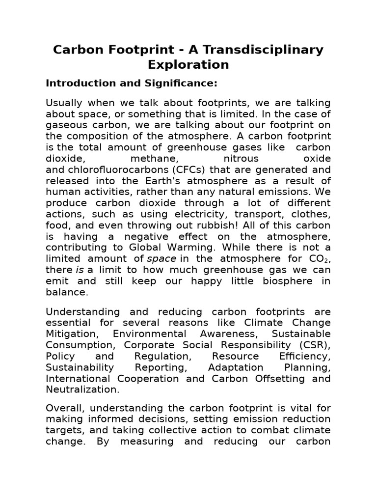 Project Report On Carbon Footprint - A Multidisciplinary Analysis | PDF ...