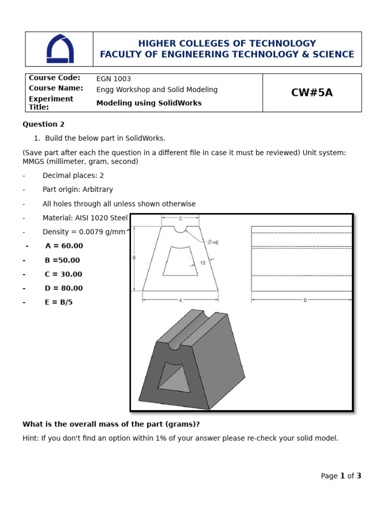 Class Work 05A - EGN 1003 | PDF