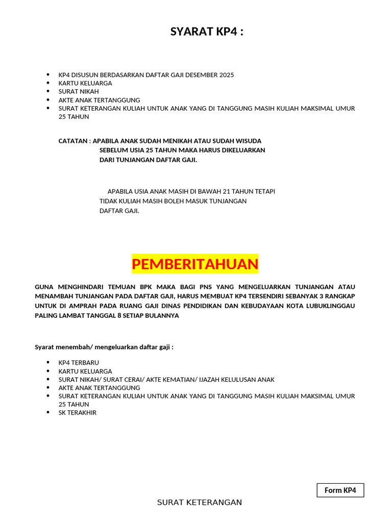 Syarat dan Prosedur Pengajuan KP4 | PDF