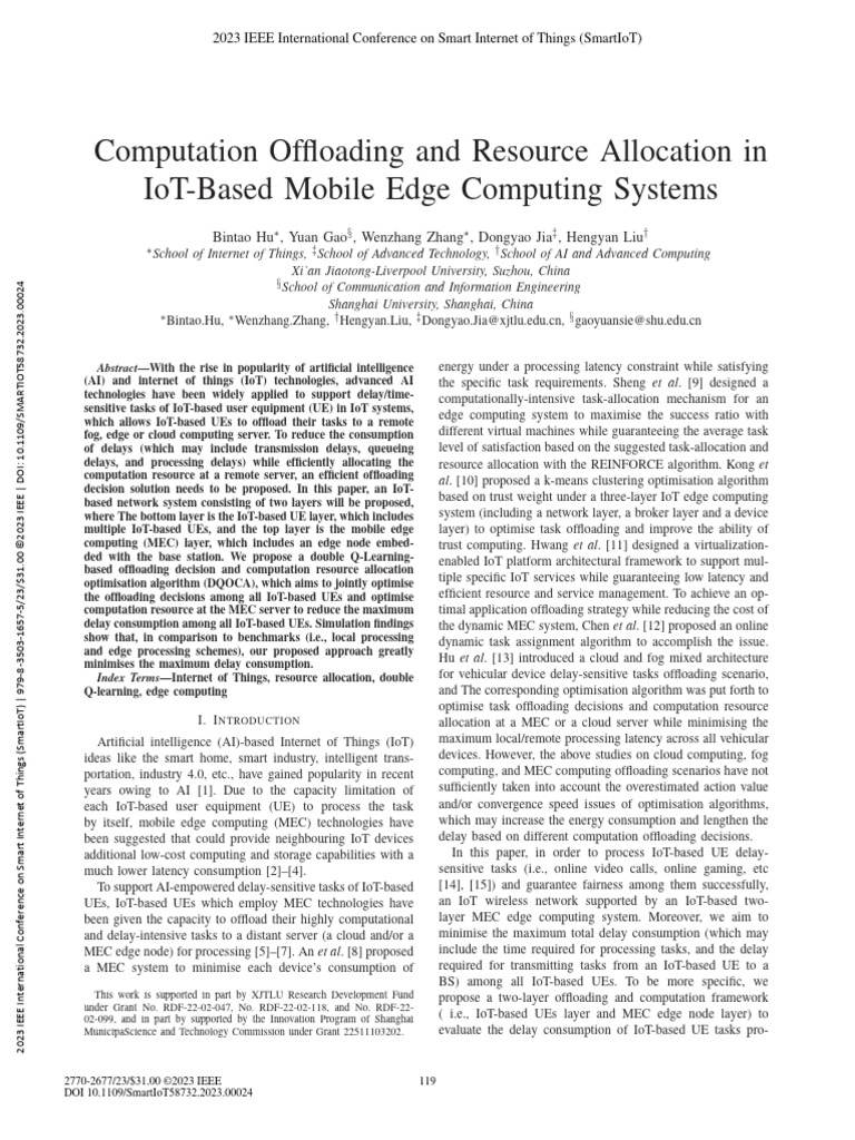 Computation Offloading and Resource Allocation in IoT-Based Mobile Edge ...