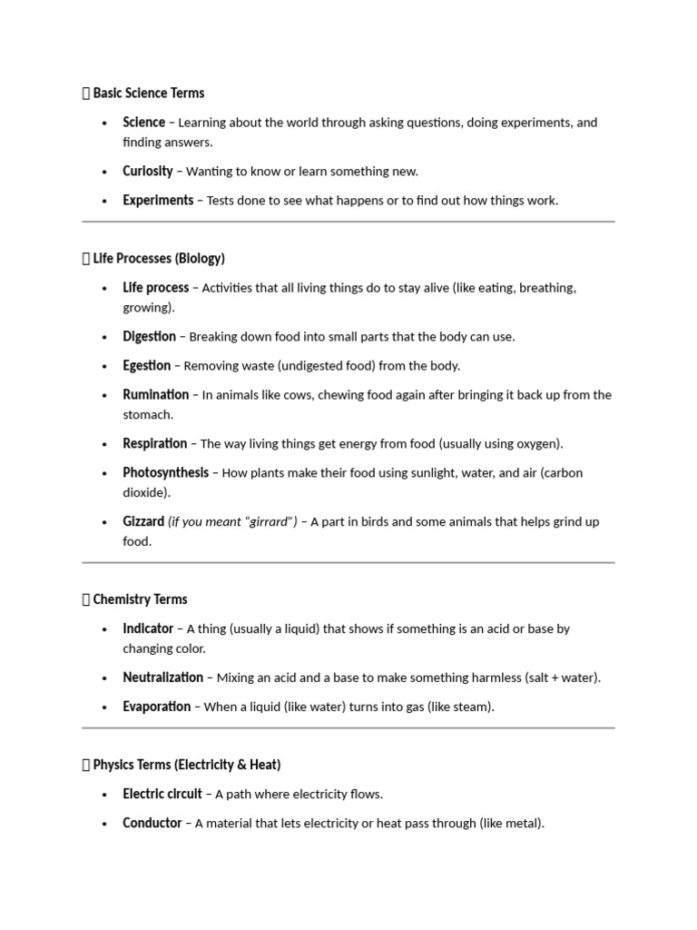 Basic Science Terms | PDF