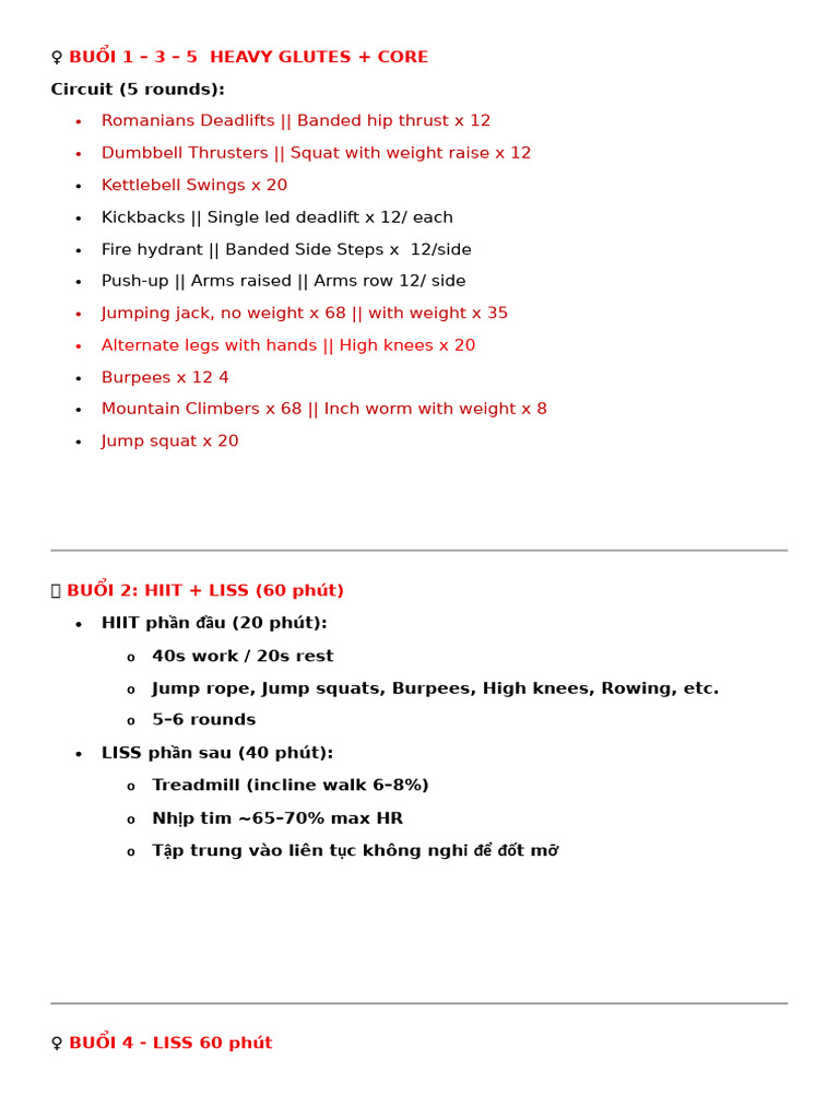 Cutting Workout Plan 2 | PDF