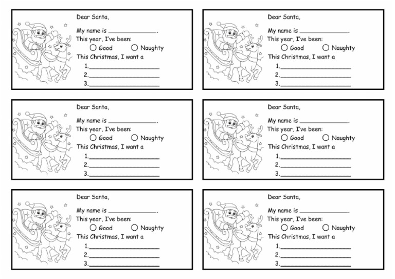Dear Santa Worksheet | PDF